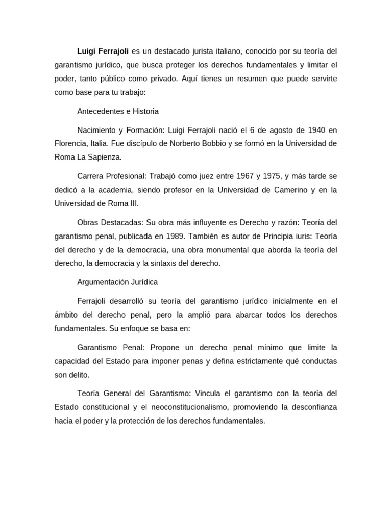 Biografía de Luigi Ferrajoli | PDF