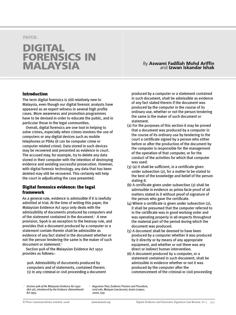History of Digital Forensic in Malaysia 2008 | PDF | Digital Forensics | Computer Forensics