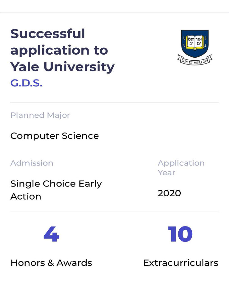 Full Accepted Yale Application File | PDF