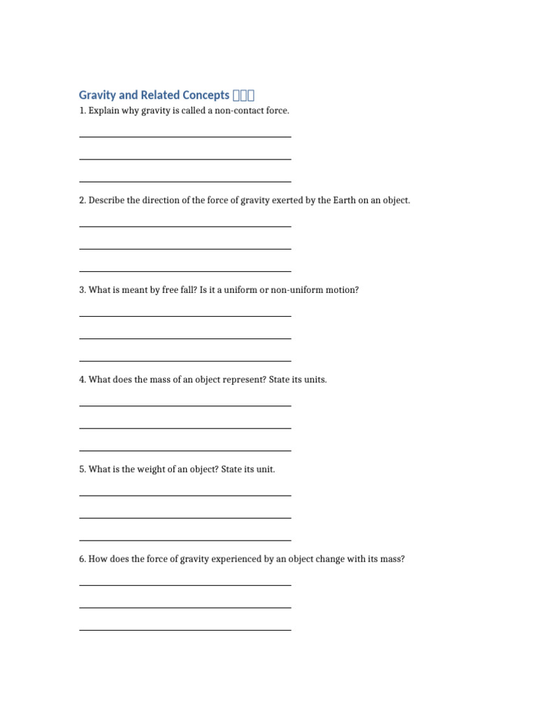 Gravity Questions Fixed | PDF