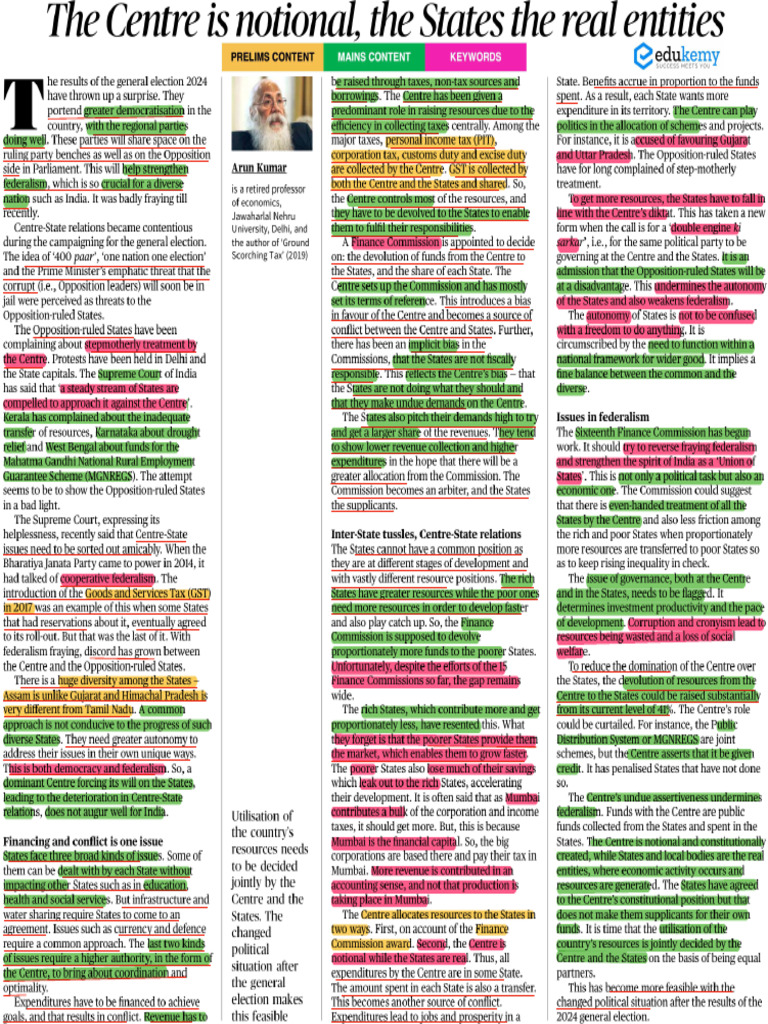 GS2 - Polity - Federalism | PDF