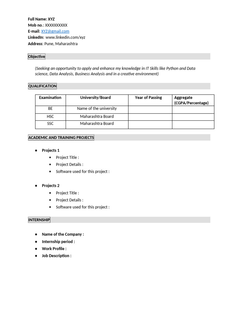 (Full Name) Resume | PDF