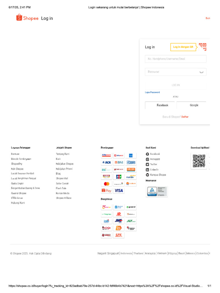 Login Sekarang Untuk Mulai Berbelanja! - Shopee Indonesia | PDF