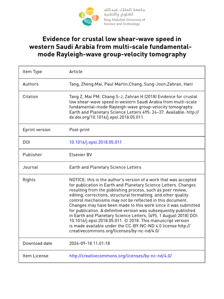 Tangetal, 2018-Acceptedversion | PDF | Inverse Problem | Rift
