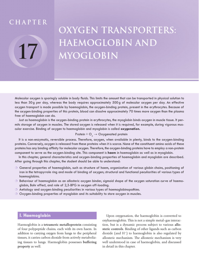 Oxygen Transport: Haemoglobin & Myoglobin | PDF | Hemoglobin | Biochemistry