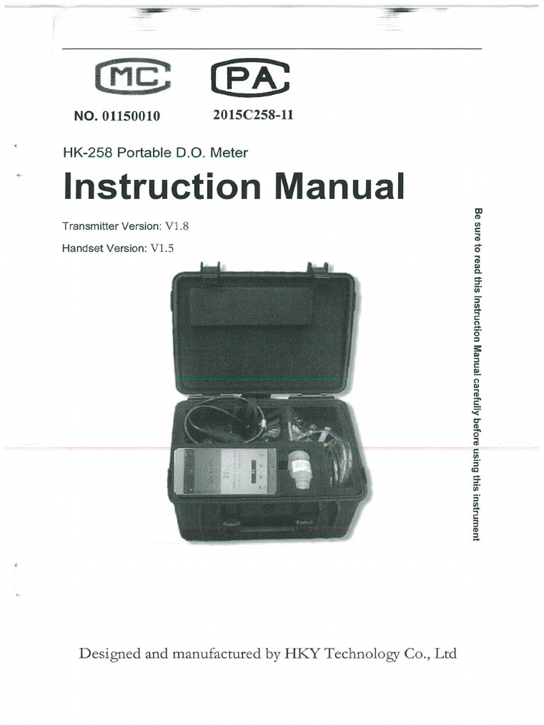 Intruction Manual HK-258 Portable DO Meter | PDF