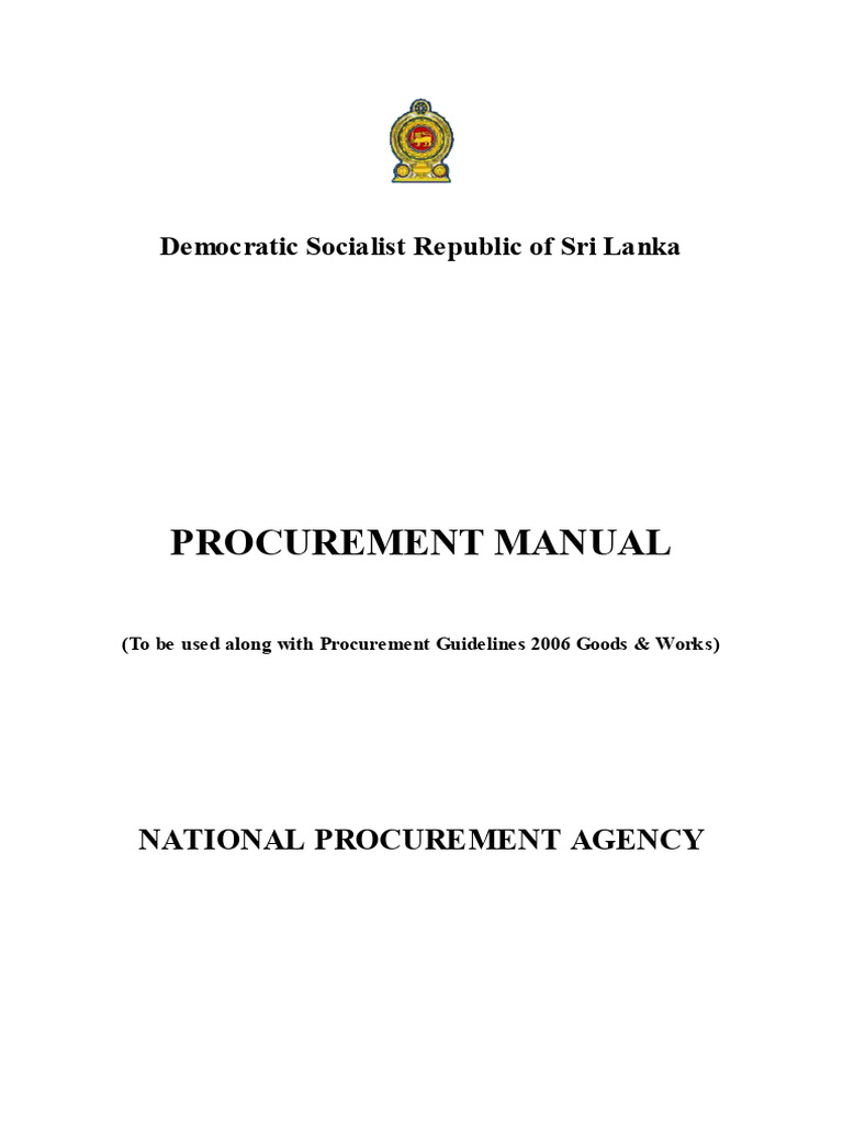 Sri Lanka National Procurement Manual | PDF | Procurement | Business