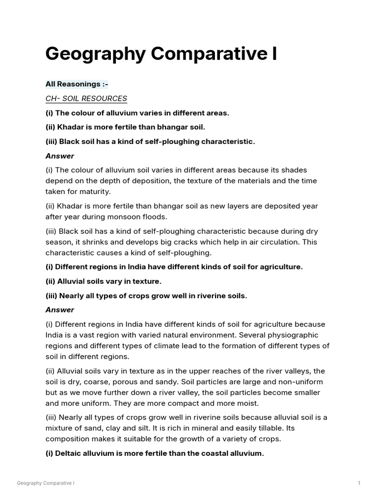 Geography Comparative I | PDF | Soil | Irrigation