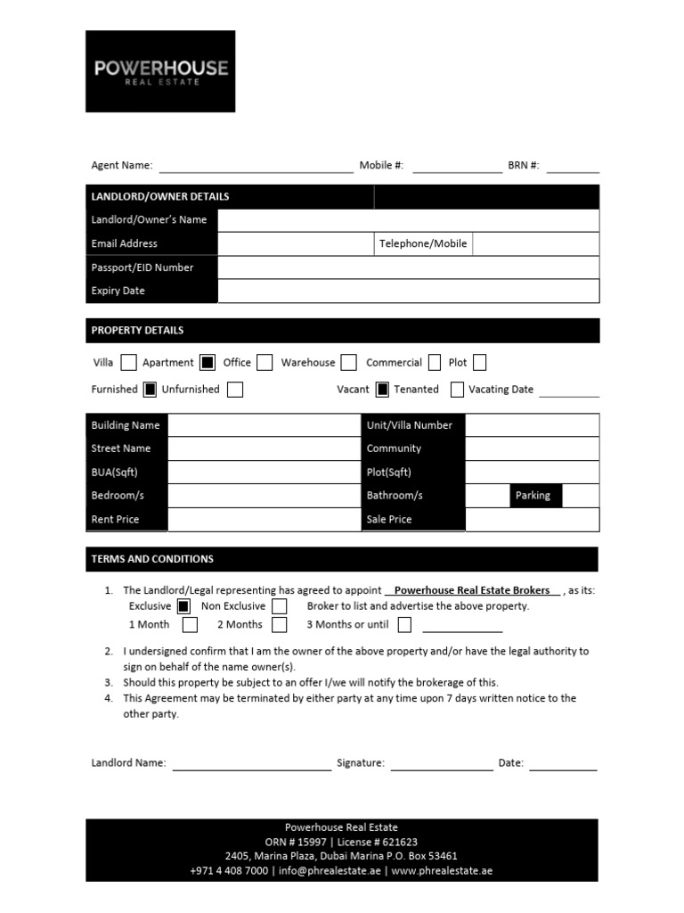 Rental and Sale Form (LISTING) - Editable-JLT | PDF