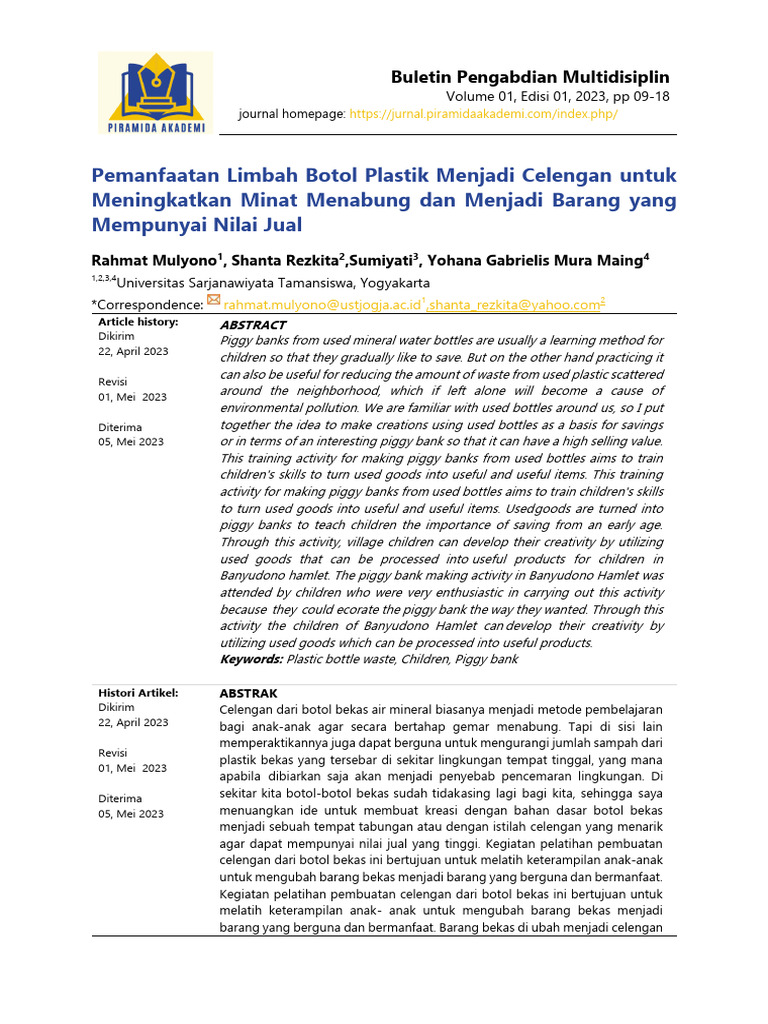 2 Pemanfaatan Limbah Botol Plastik Menjadi Celengan Untuk Meningkatkan ...