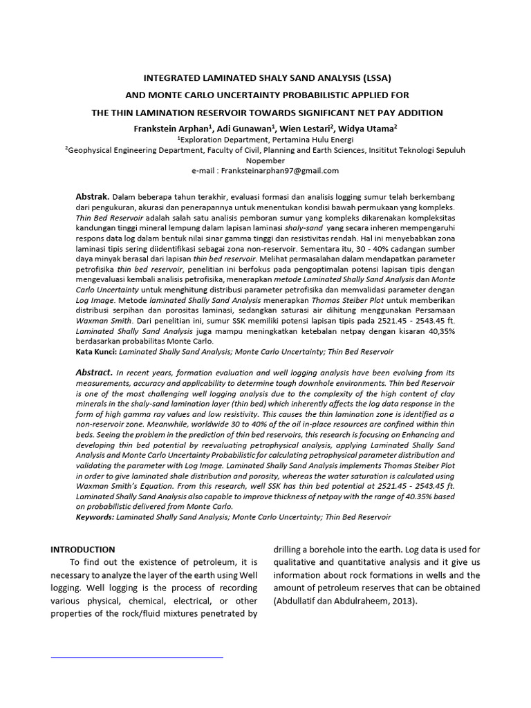 6501-19247-1-Integrated Laminated Shaly Sand Analysis (Lssa) | PDF ...