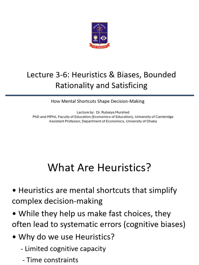 Lecture3-6 - Heuristics, Biases, BoundedRationality & Satisficing | PDF | Heuristic ...