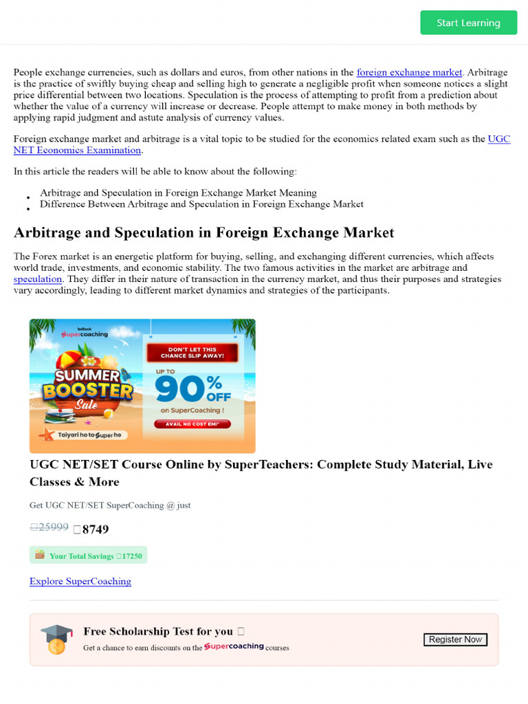 Arbitrage & Speculation in Foreign Exchange Market Meaning ...