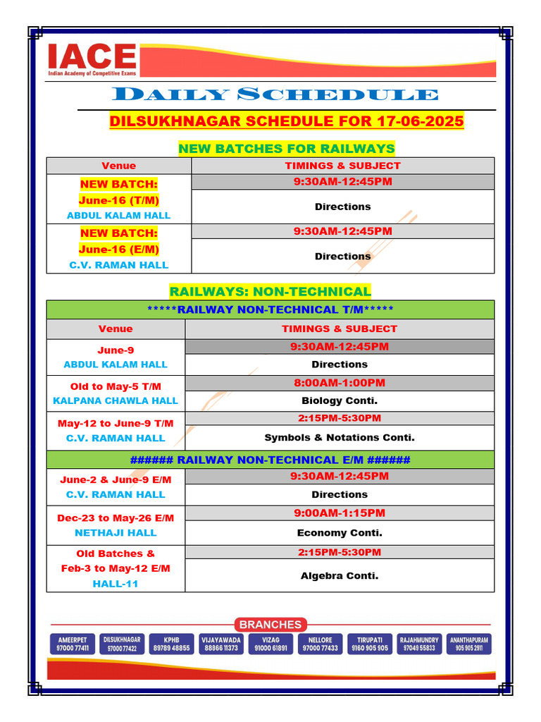 DSNR 17-06-2025 Railway Schedule | PDF
