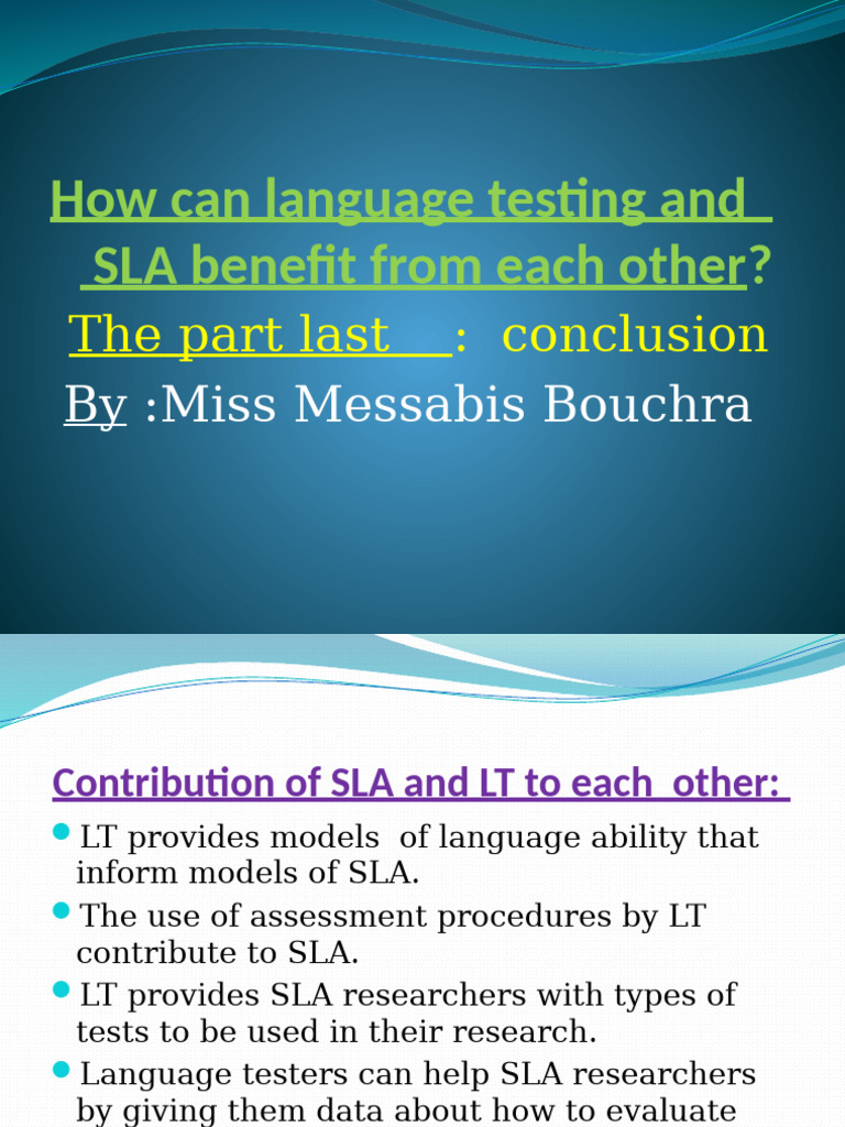 Language Testing and SLA Synergy | PDF
