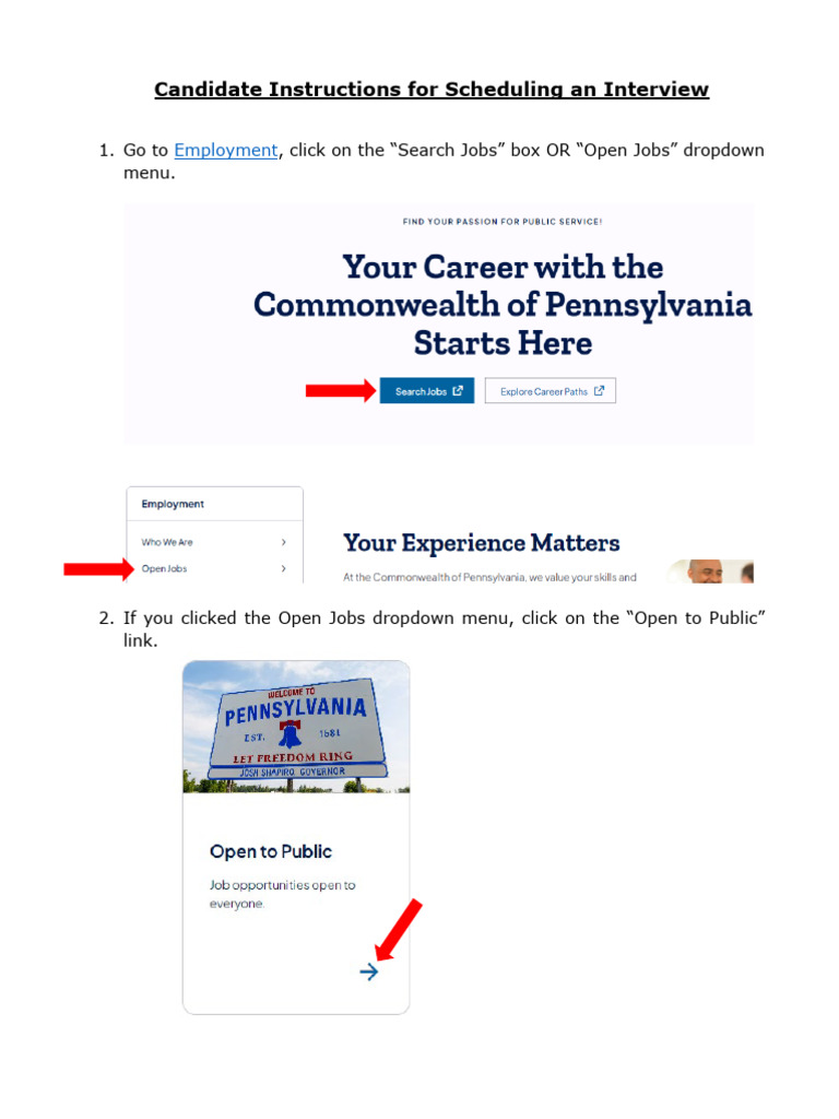 Candidate Instructions For Scheduling An Interview | PDF