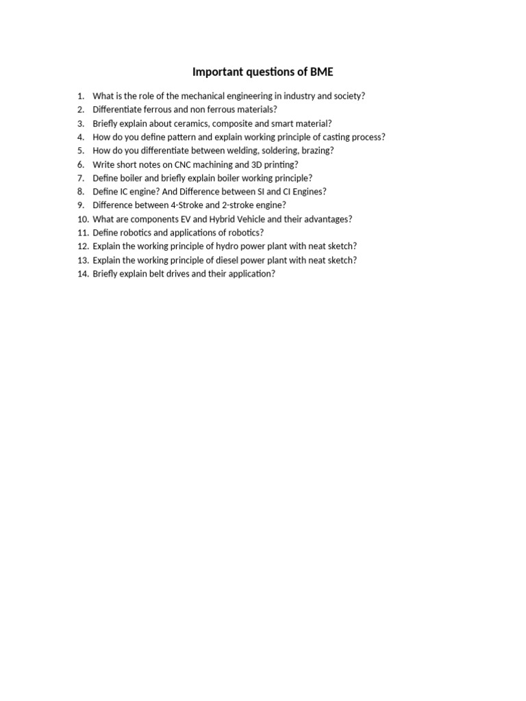 Important Questions of BME | PDF