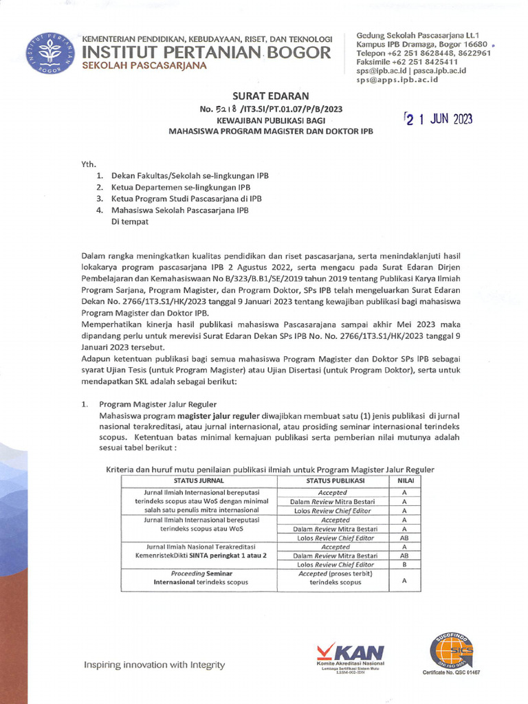 5218 Surat Edaran Kewajiban Publikasi Bagi Mahasiswa Program Magister ...