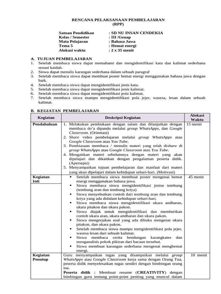 RPP B. Jawa SMSTR 2 | PDF