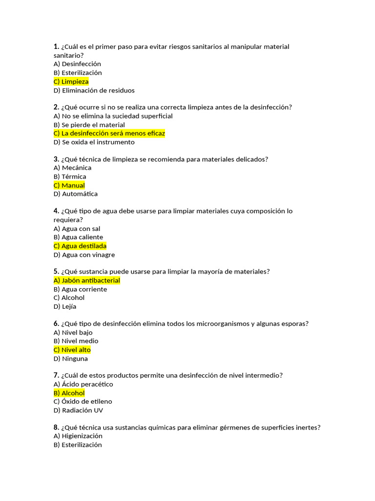 Test de Repaso MF1018 - 6 | PDF | Esterilización (Microbiología ...