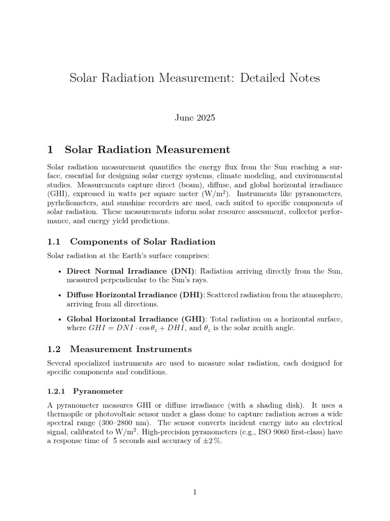 Solar Radiation Measurement | PDF | Applied And Interdisciplinary ...