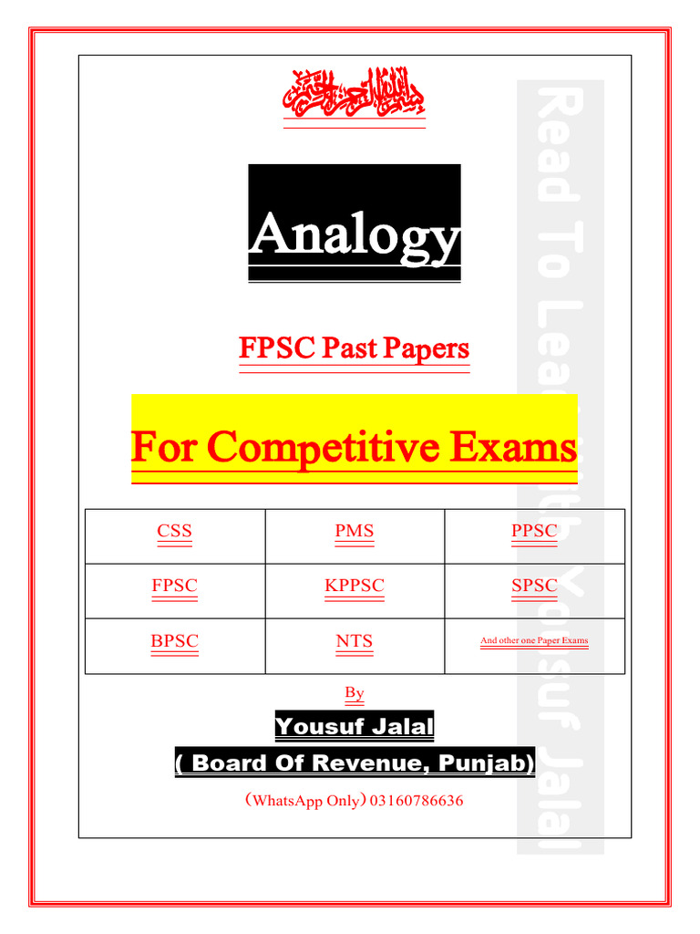 FPSC Past Papers: Analogy Questions | PDF