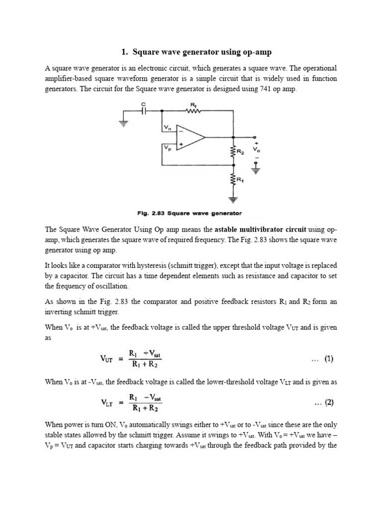 Sawtooth Wave Generator with Op-Amp | PDF | Operational Amplifier ...