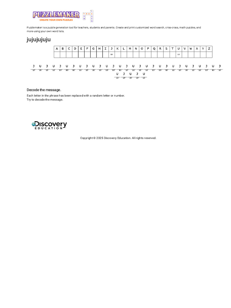 Cryptogram Puzzle - Juju | PDF