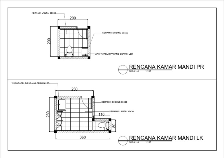 Denah Kamar Mandi LK PR | PDF