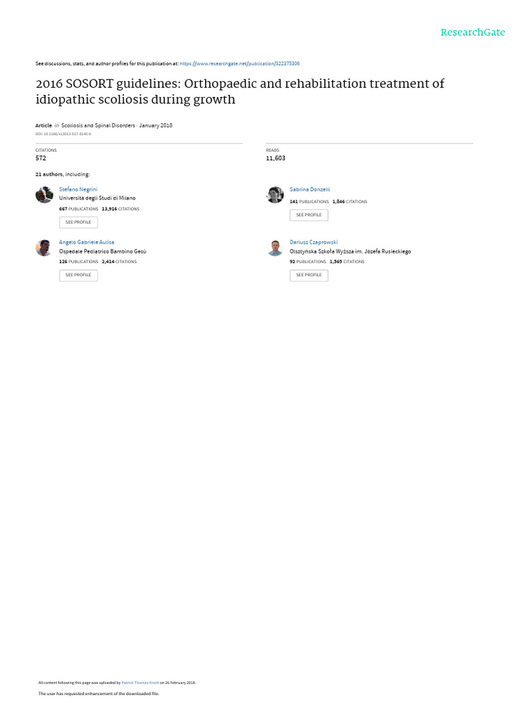 2016 So Sort Guidelines | PDF | Scoliosis