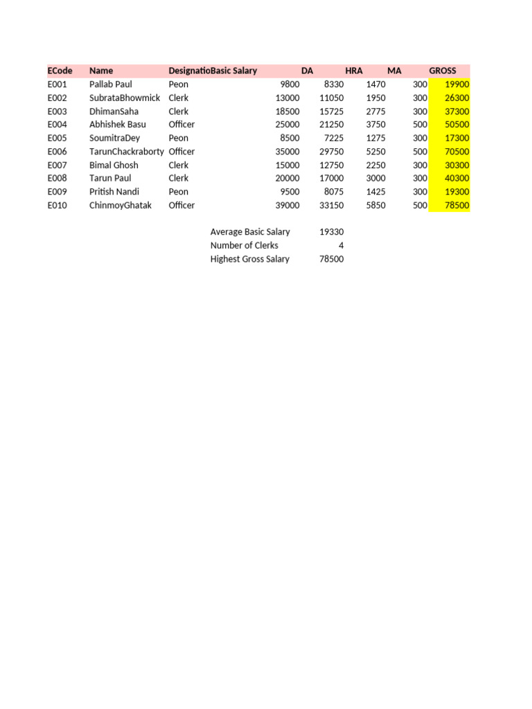 Class XI Excel Project | PDF