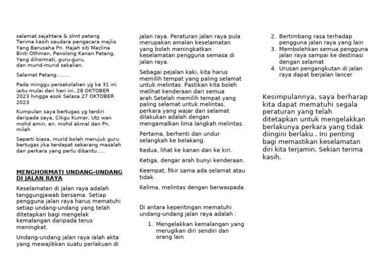 Pentingnya Mematuhi Undang-Undang Jalan Raya | PDF