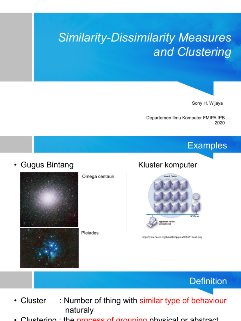 9 Concept of Clustering and Similarity - Edit | PDF | Cluster Analysis | Data Mining