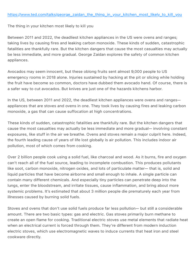 Kitchen Appliances and Safety Risks | PDF | Air Pollution | Stove