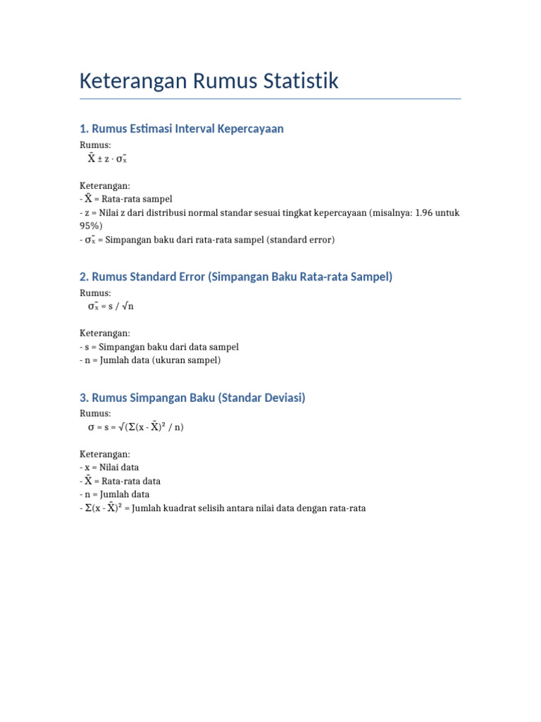 Keterangan Rumus Statistik | PDF