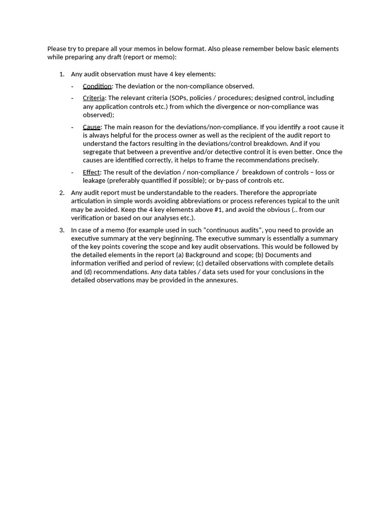 Audit Observation 4 Key Elements | PDF