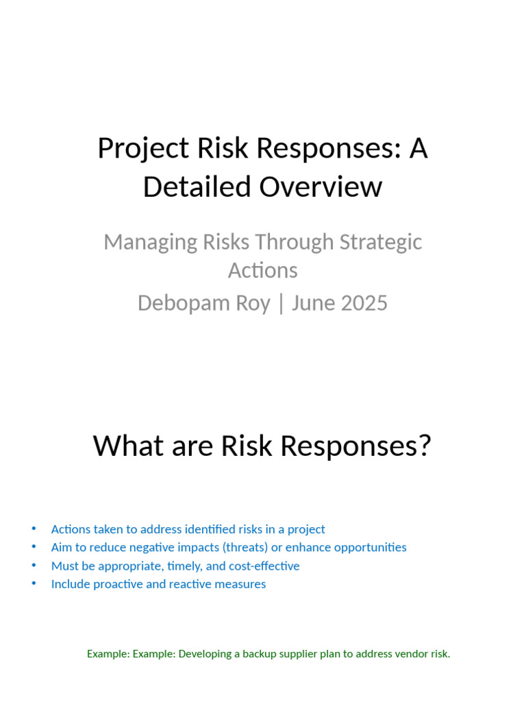 Effective Project Risk Response Strategies | PDF | Risk | Risk Management
