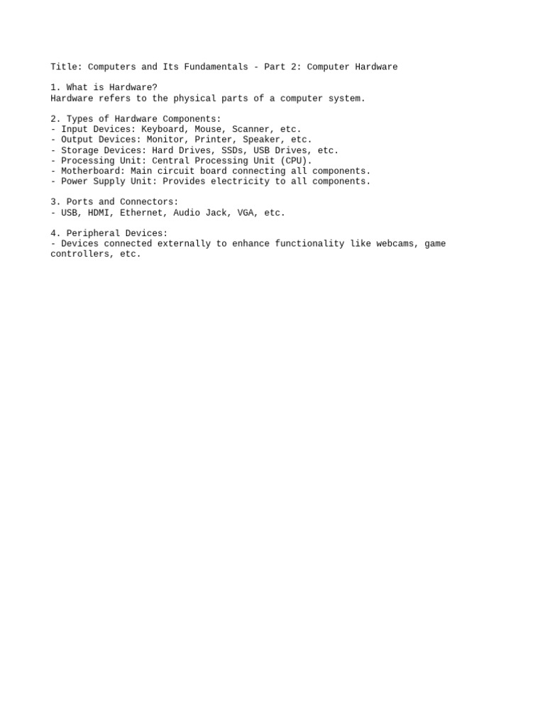 Part 2 Computer Hardware | PDF
