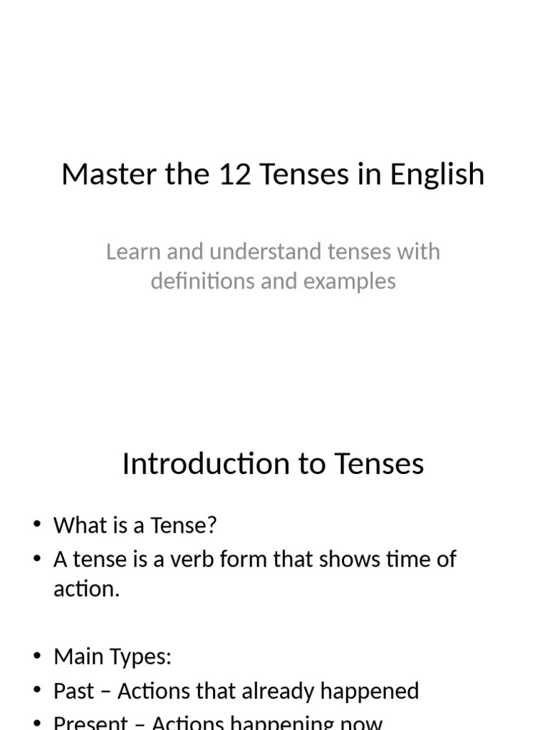 Updated 12 Tenses PPT Slides 1 To 9 | PDF