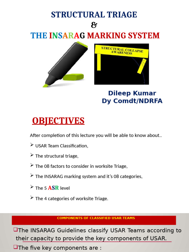 INSARAG Marking System Overview | PDF | Paramedic | Search And Rescue