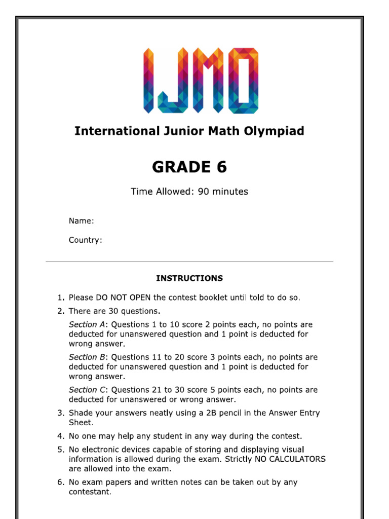 IJMO Grade6 | PDF