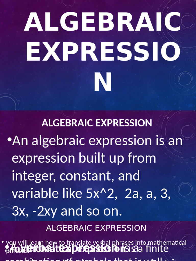 Translating Verbal to Algebraic Expressions | PDF | Division ...