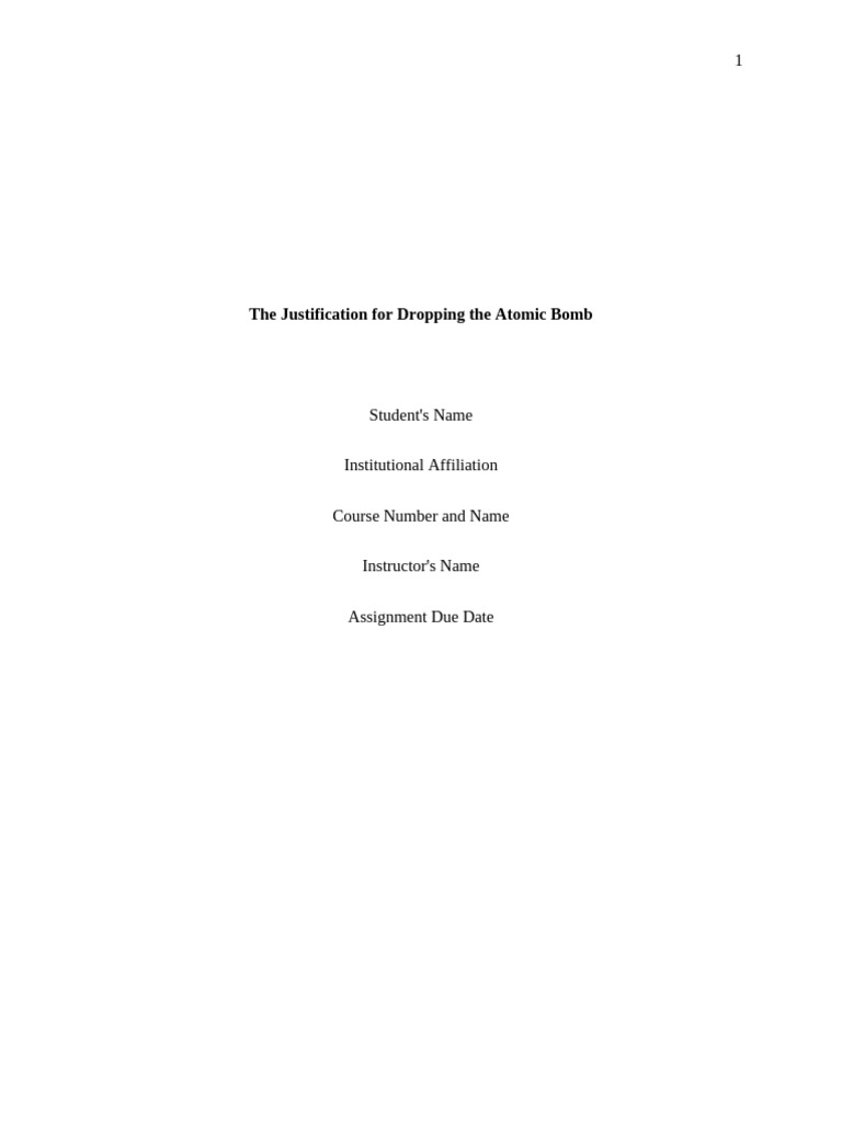 The Justification For Dropping The Atomic Bomb | PDF | Atomic Bombings ...