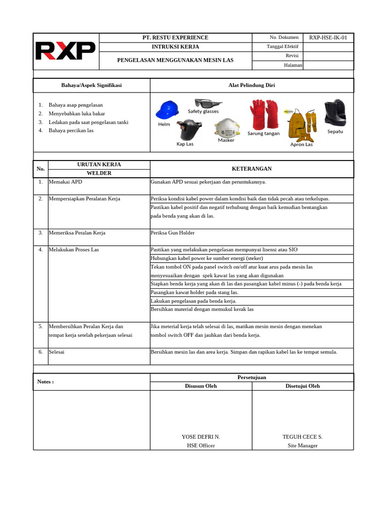 SOP RXP 15 Instruksi Kerja | PDF