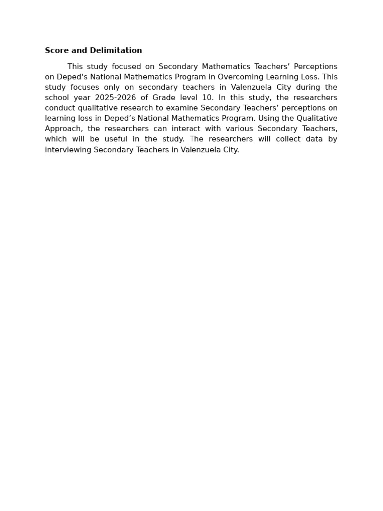 Scope and Delimitation | PDF