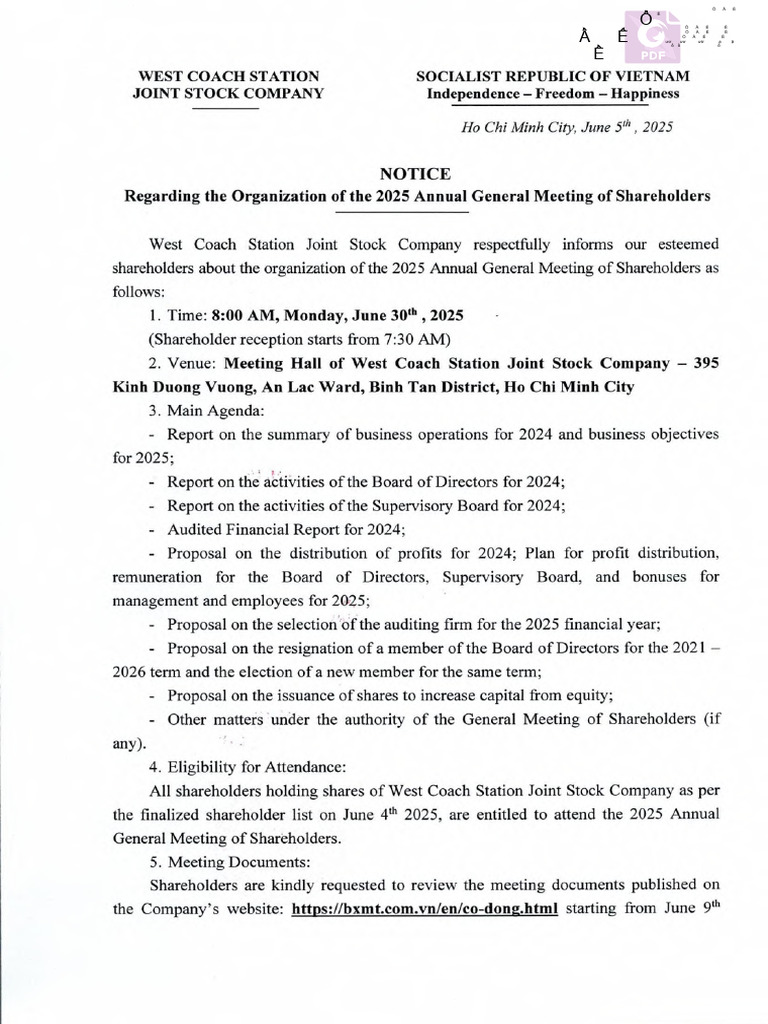1 Wcs 2025 6-10-12f6d8c en Annualgeneralmeetingofshareholder 2025 | PDF | Dividend | Business