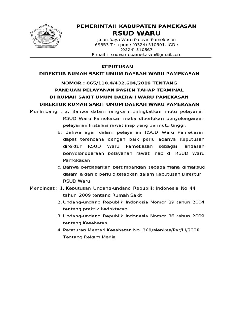 Kebijakan Dan Panduan Pelayanan Pasien Tahap Terminal | PDF