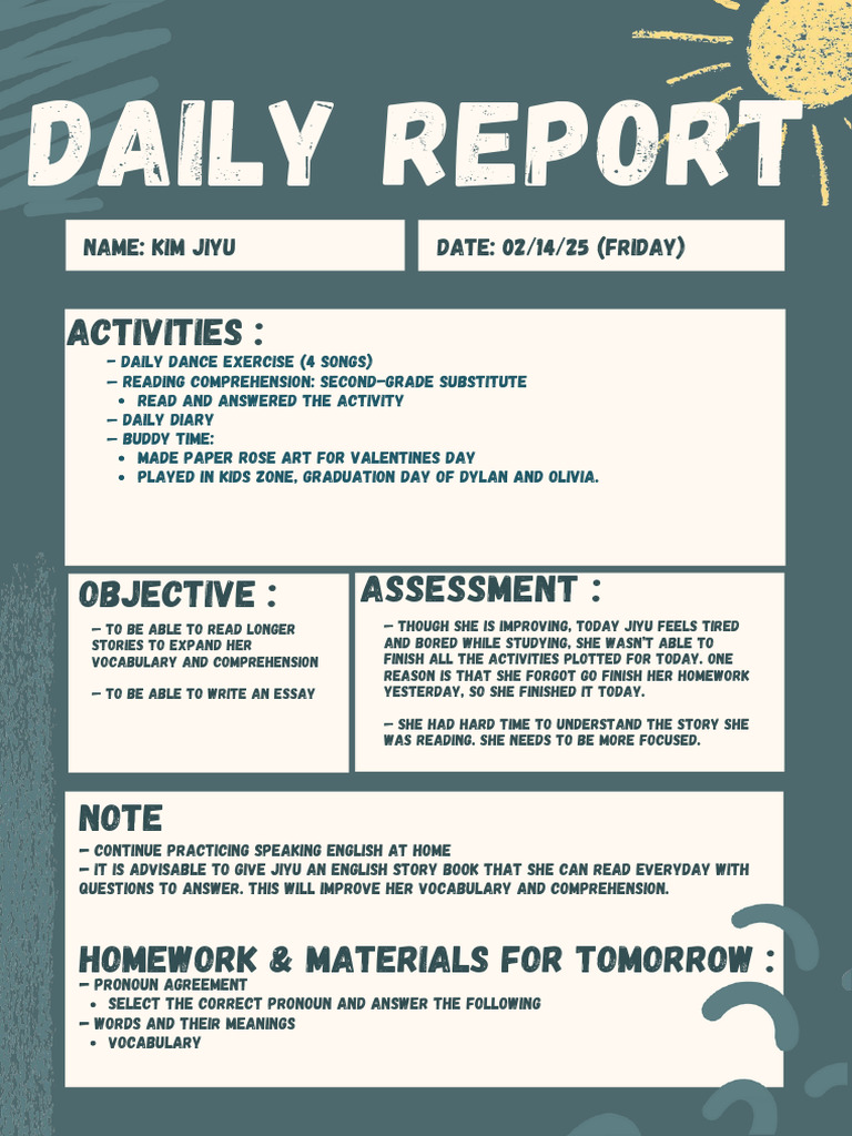 Jiyu's Daily English Learning Report | PDF