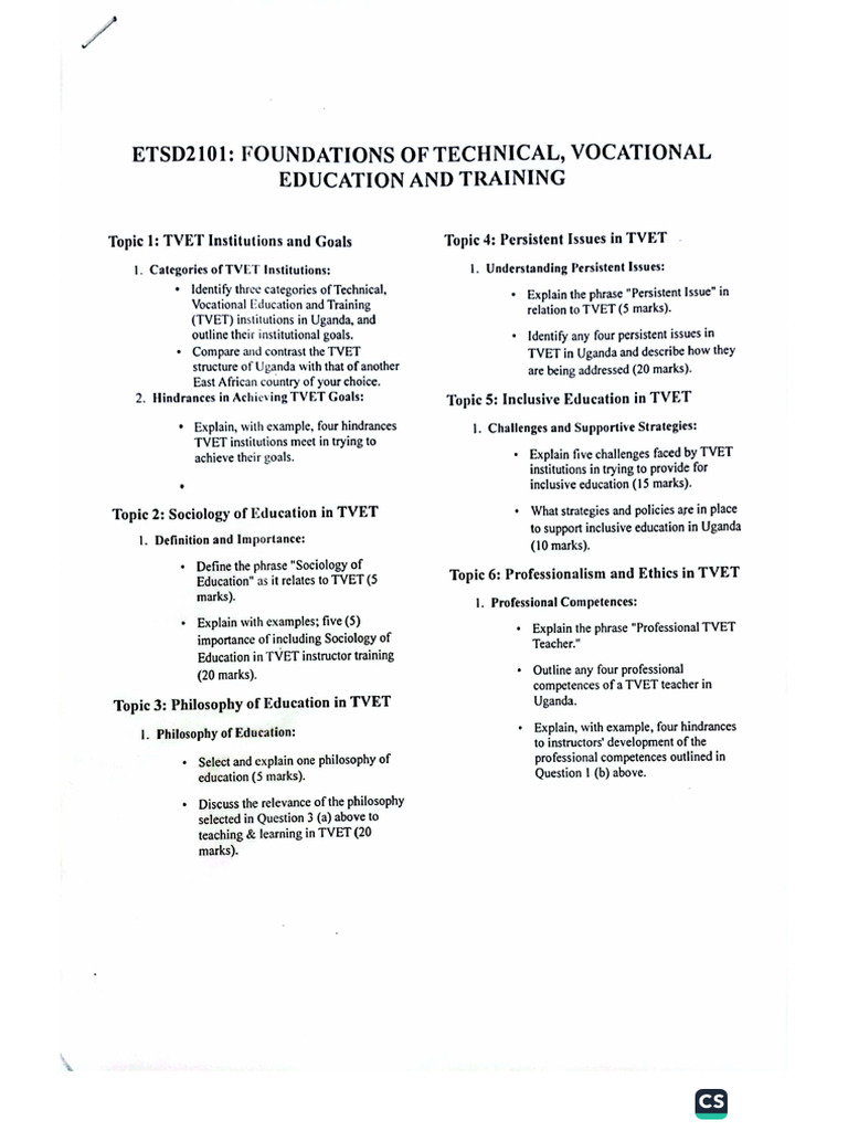 Foundations of TVET Qns | PDF