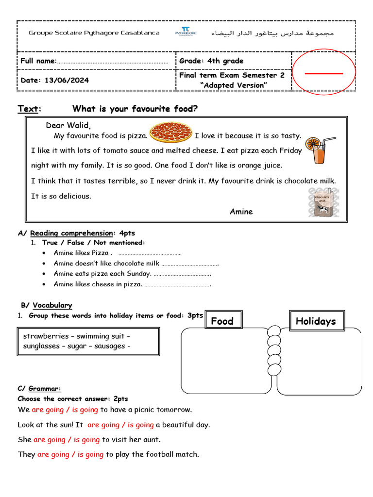 Final Exam Cm1 Adapted Version | PDF